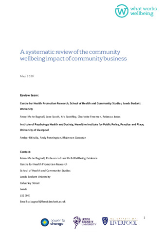 A systematic review of the community wellbeing impact of community ...