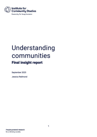 Understanding Communities: Final insight report – The Young Foundation